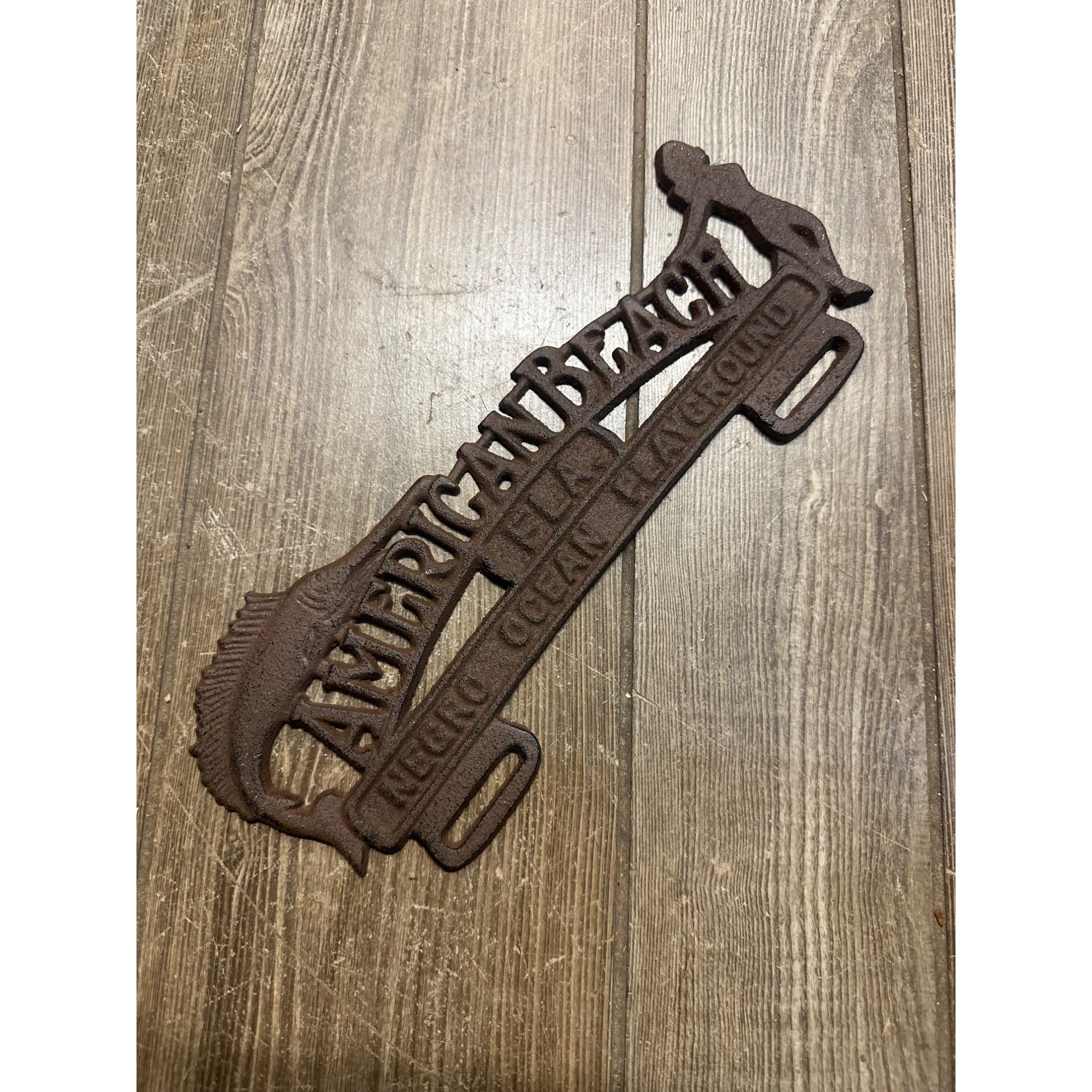 Cast Iron American Beach Florida Ocean Playground License Plate Topper ...