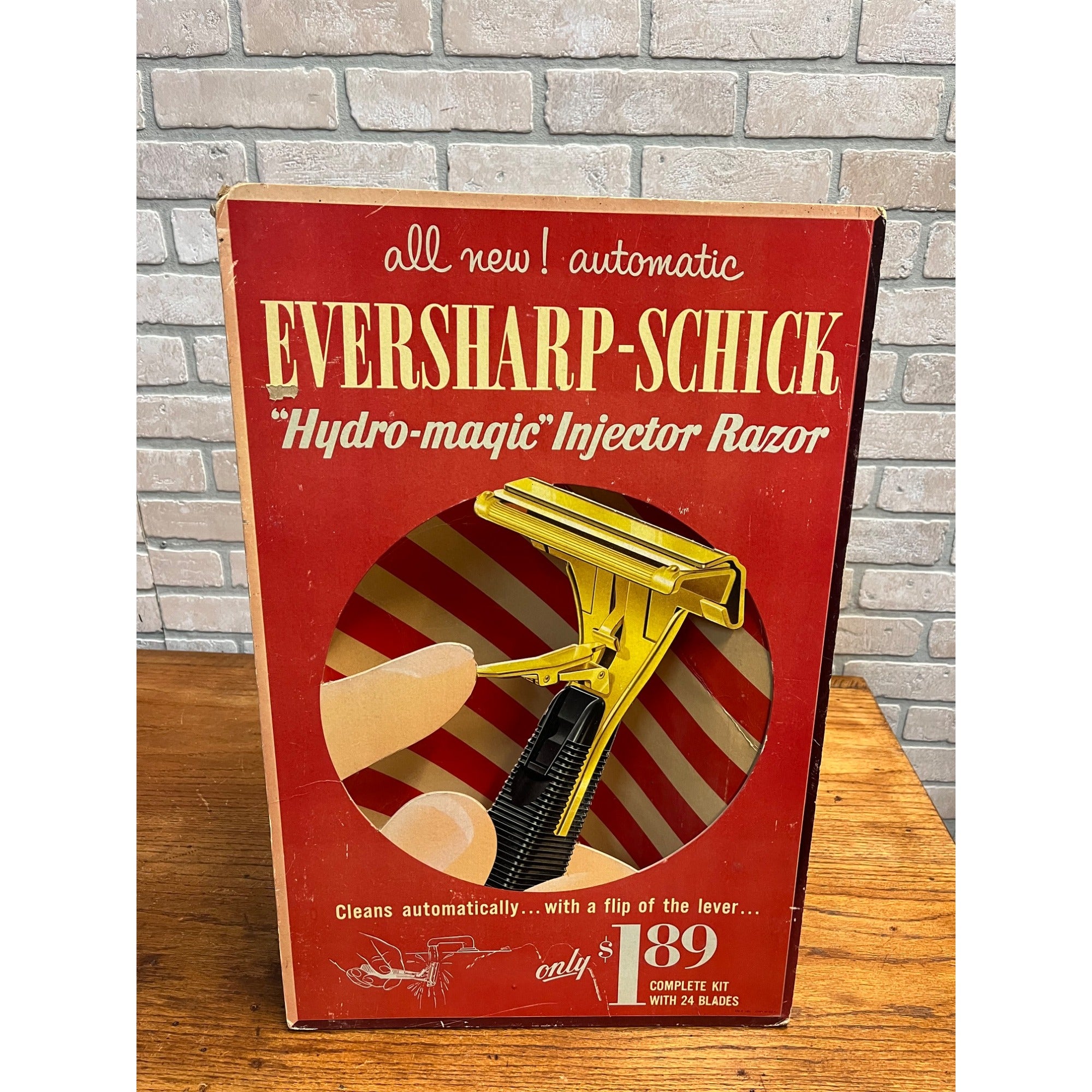 Vintage EverSharp Schick Injector Safety Razor Advertising Store Displ ...