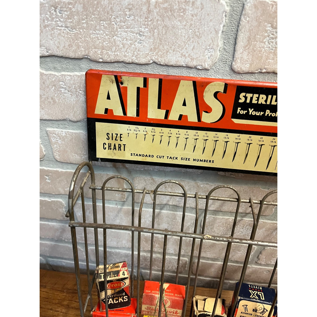 Vintage Atlas Tacks Hardware Store Display + Boxes Advertising Display ...