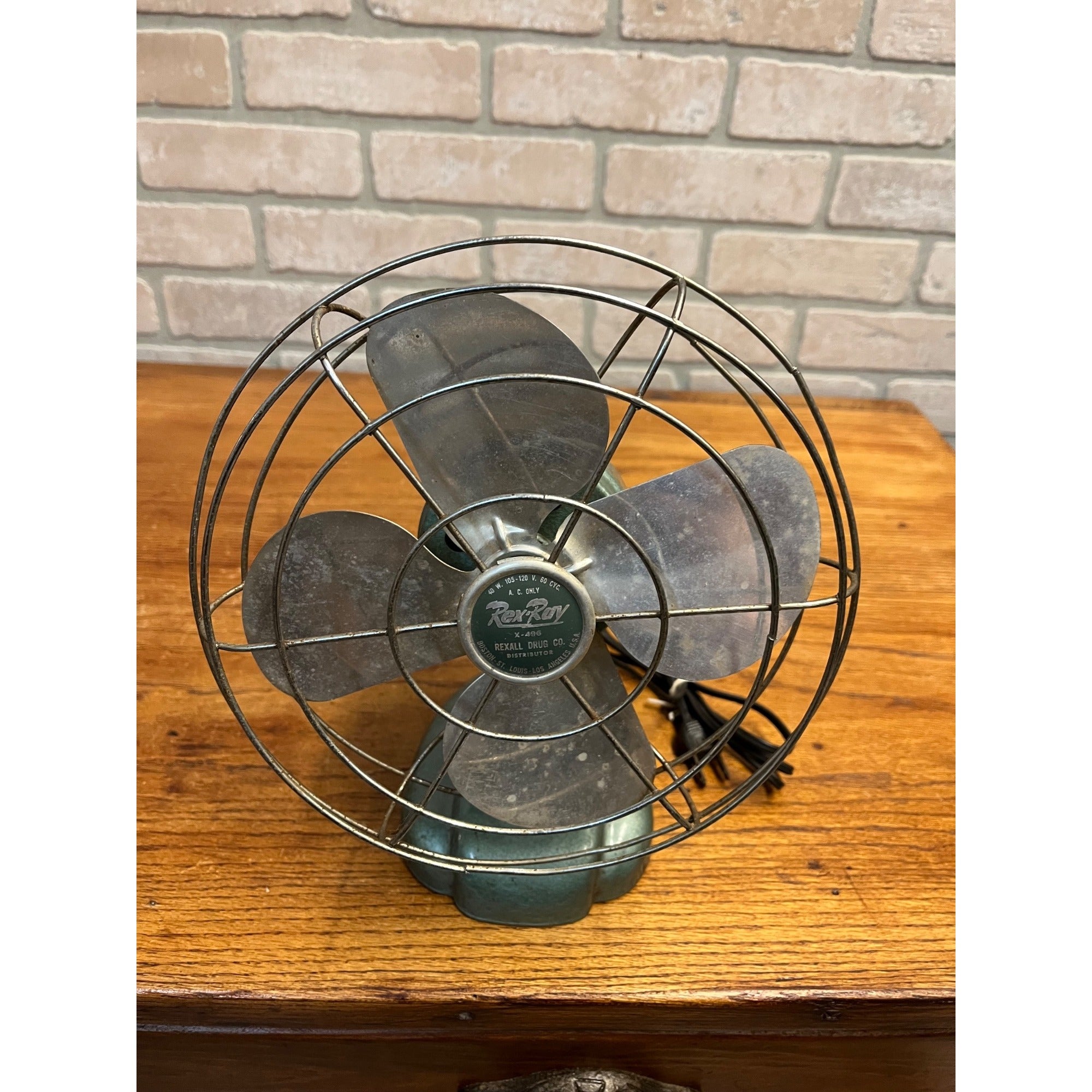 Vintage REX RAY REXALL DRUG STORE 8" Electric Fan Model X-496 Tilting ...
