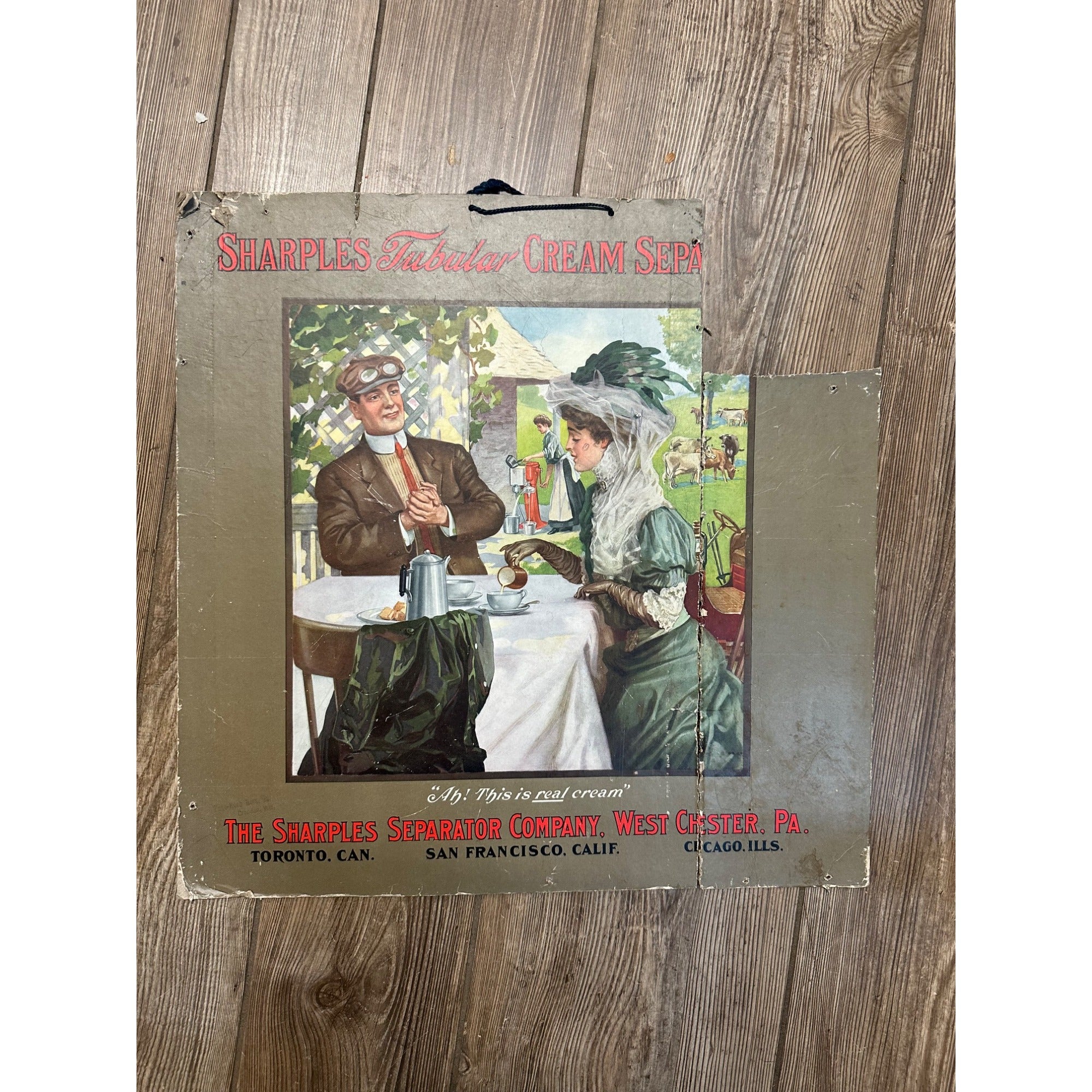 Vintage Early 1900s Sharples Tubular Cream Separator Advertising Sign ...