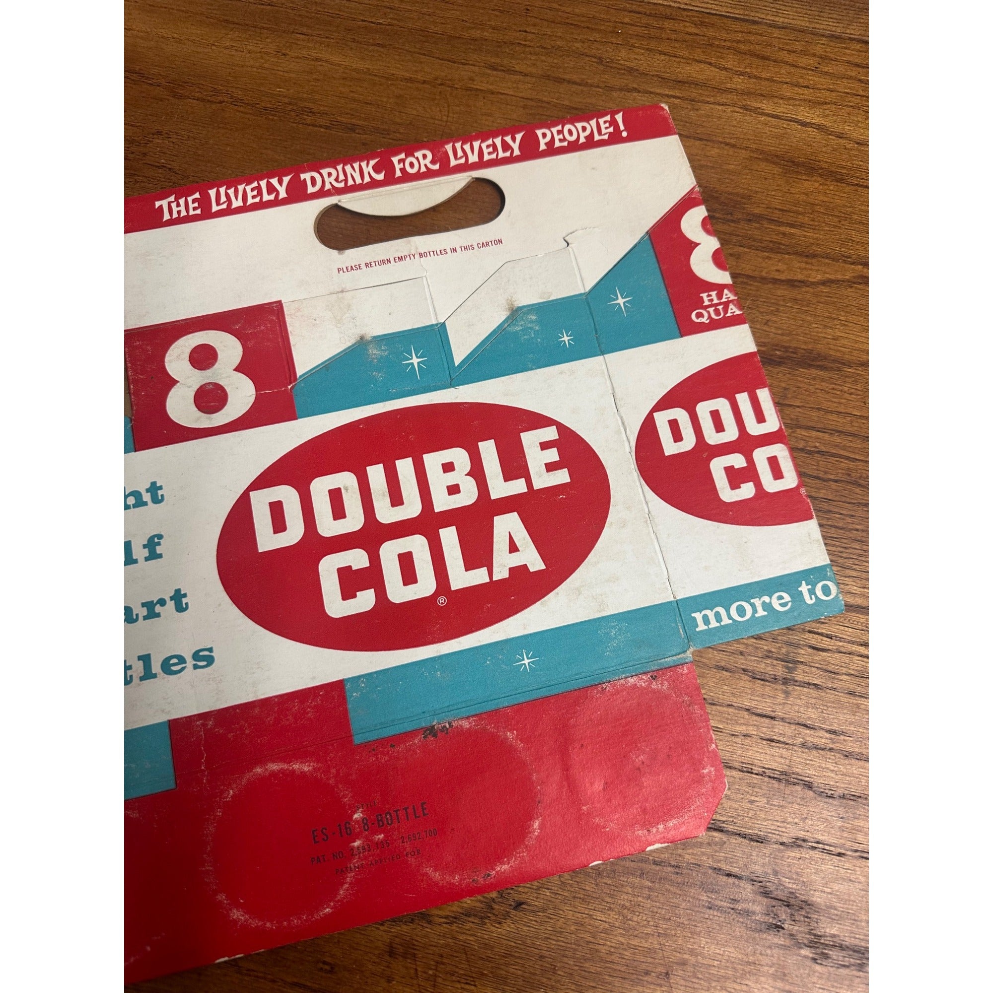 Double Cola Cardboard Carrier Eight Pack Carton Bottle 16oz Vintage Ha ...