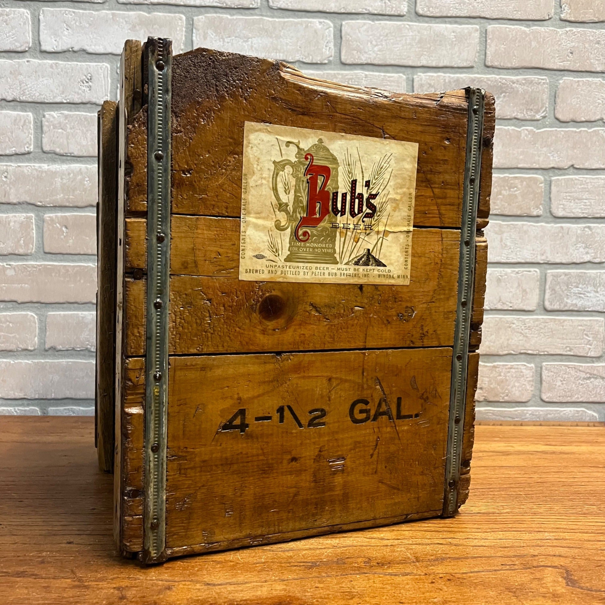 Vintage BUBS BEER Winona MN Picnic Crate Wooden Case for Half Gallon B ...