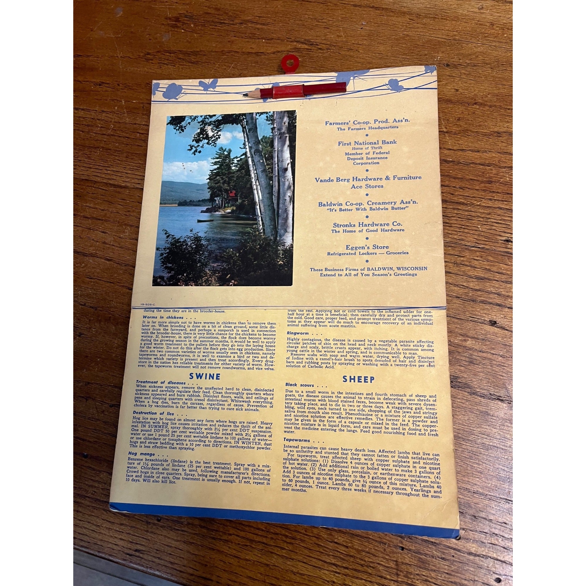 Vintage 1960 Baldwin Wisconsin Advertising Calendar Sign Grocery Co-Op ...
