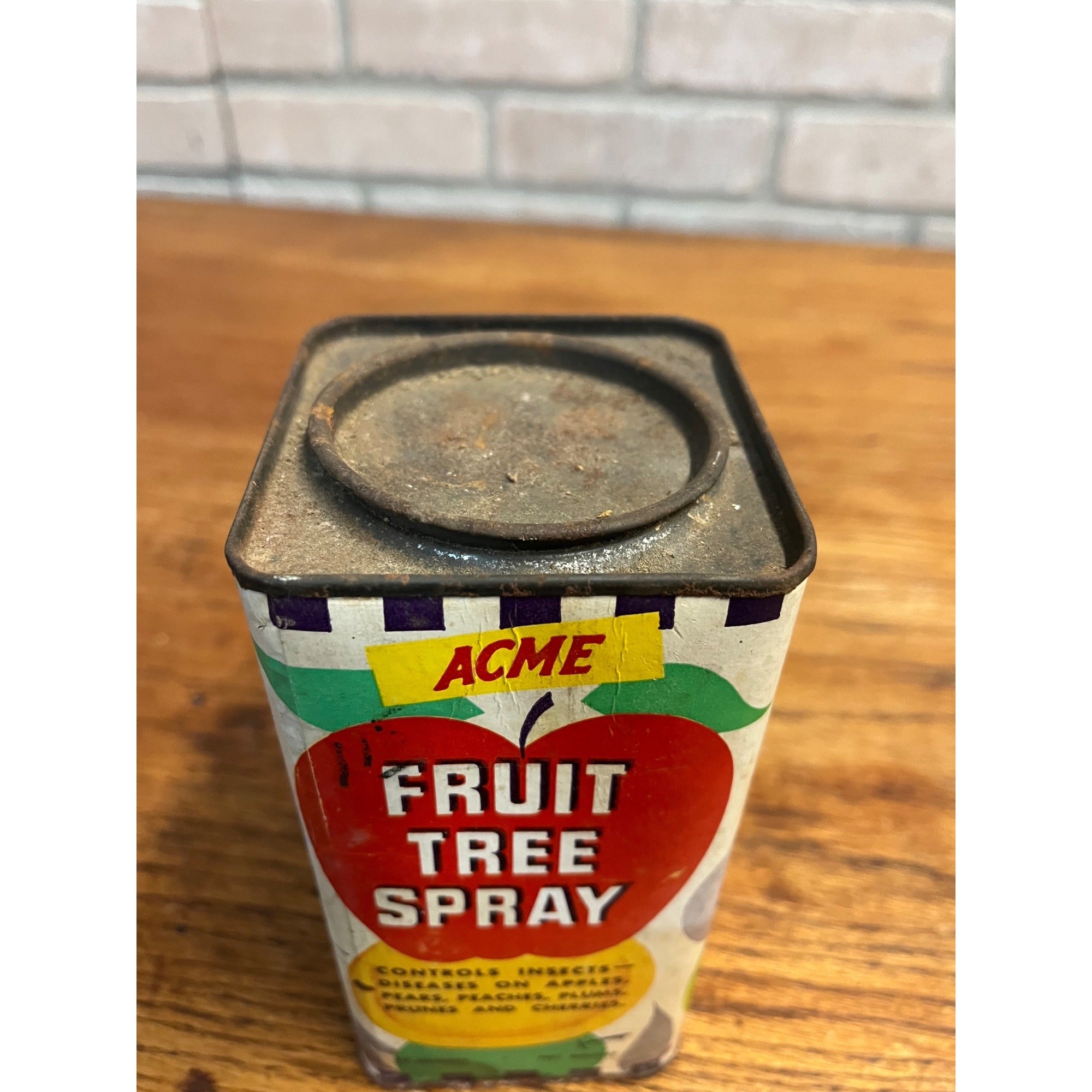 Vintage 1950s ACME Fruit Tree Spray Powder Can Advertising Farm Detroi ...