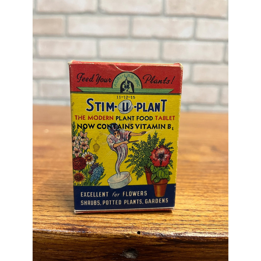 Vintage Stim-U-Plant Tablets Plant Food Advertising Cardboard Box Colu ...